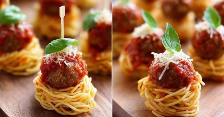 Appetizer Recipes – Mini Spaghetti and Meatball Bites